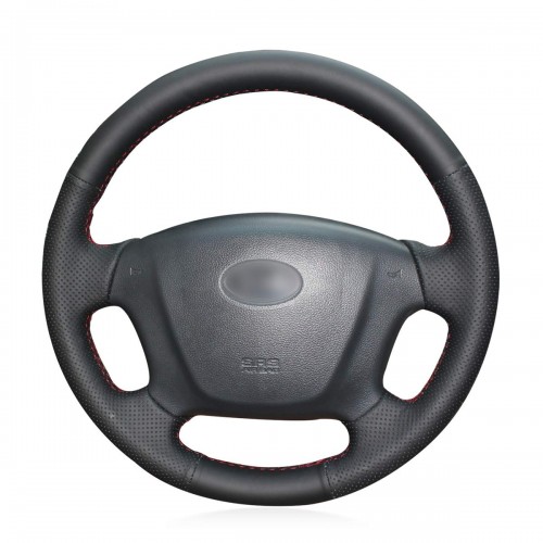 Loncky Auto Custom Fit OEM Black Genuine Leather Steering Wheel Covers for Hyundai Sonata NF 2005 2006 Kia Carens 2007 2008 2009 2010 2011 Accessories